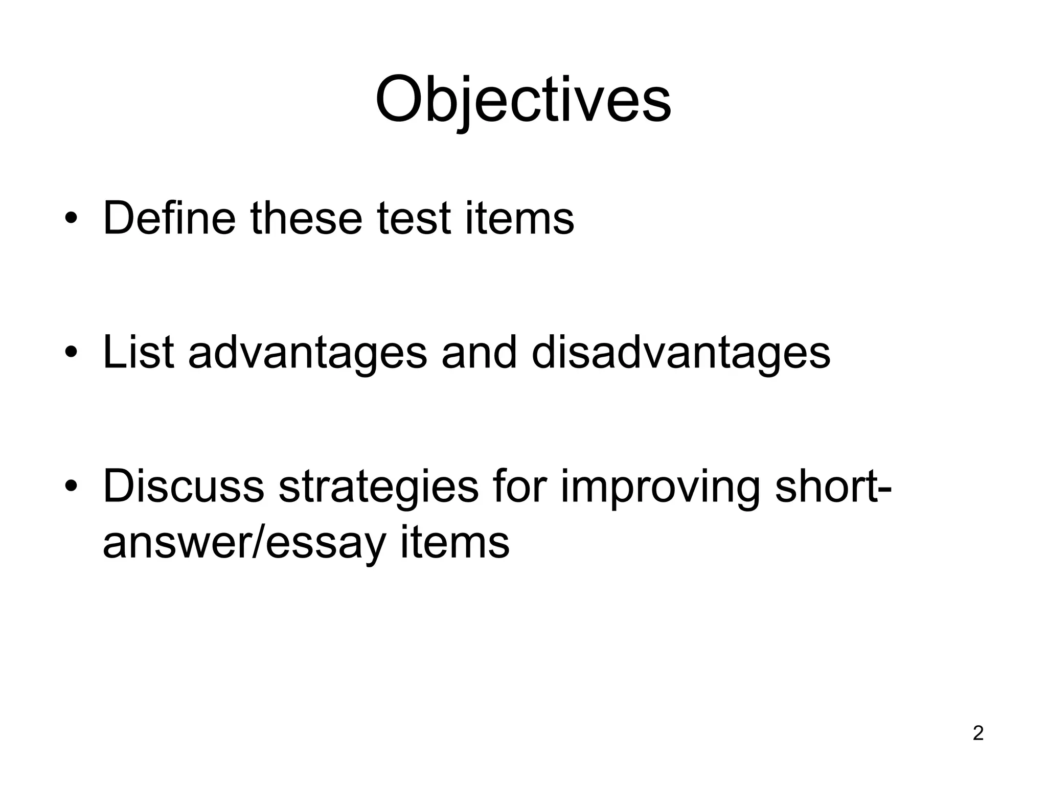 11. Short answer & Essay test items.ppt
