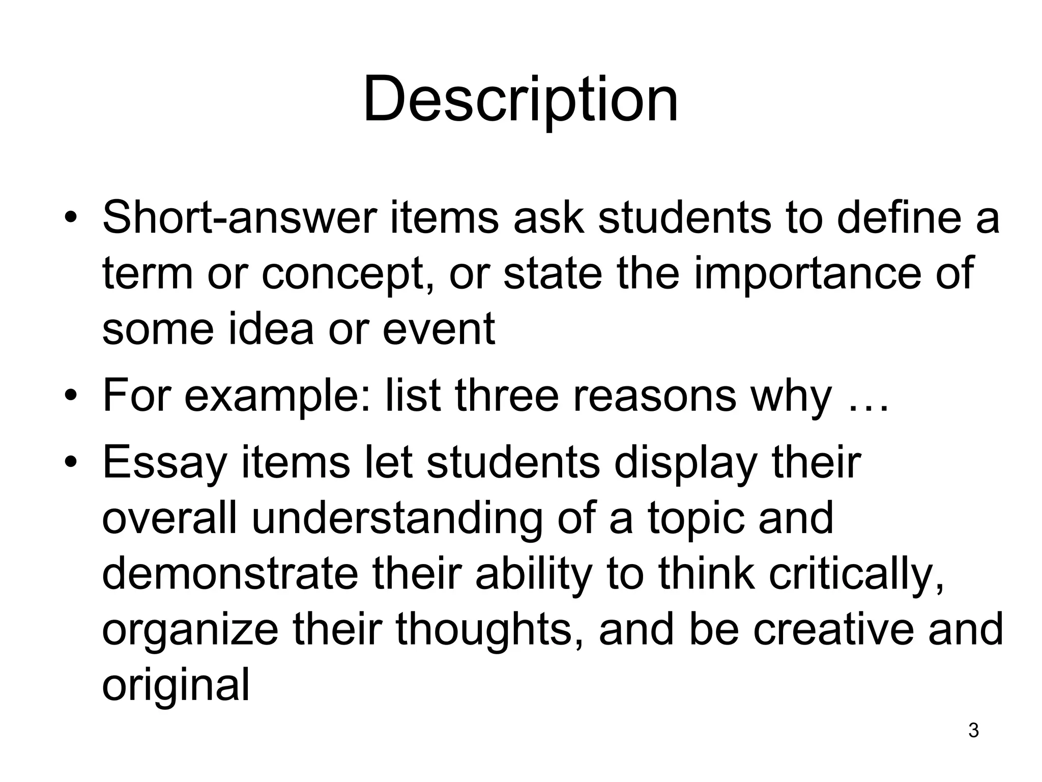 11. Short answer & Essay test items.ppt