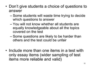 11. Short answer & Essay test items.ppt