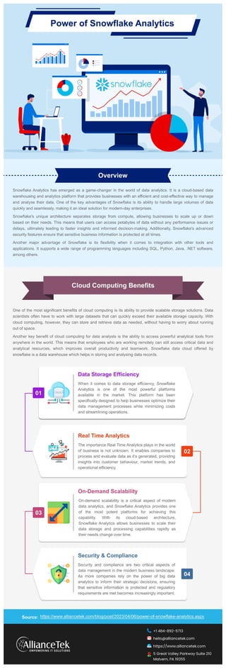 Power of Snowflake Analytics - AllianceTek | PDF