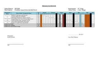 11. Program Semester 2017-2018 dalam sebuah pembelajaran | DOCX
