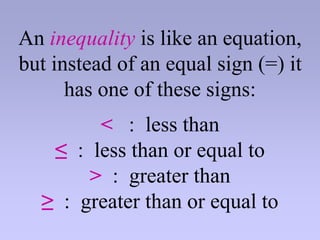 Daily Lesson Intro to inequalities. pptx | PPT