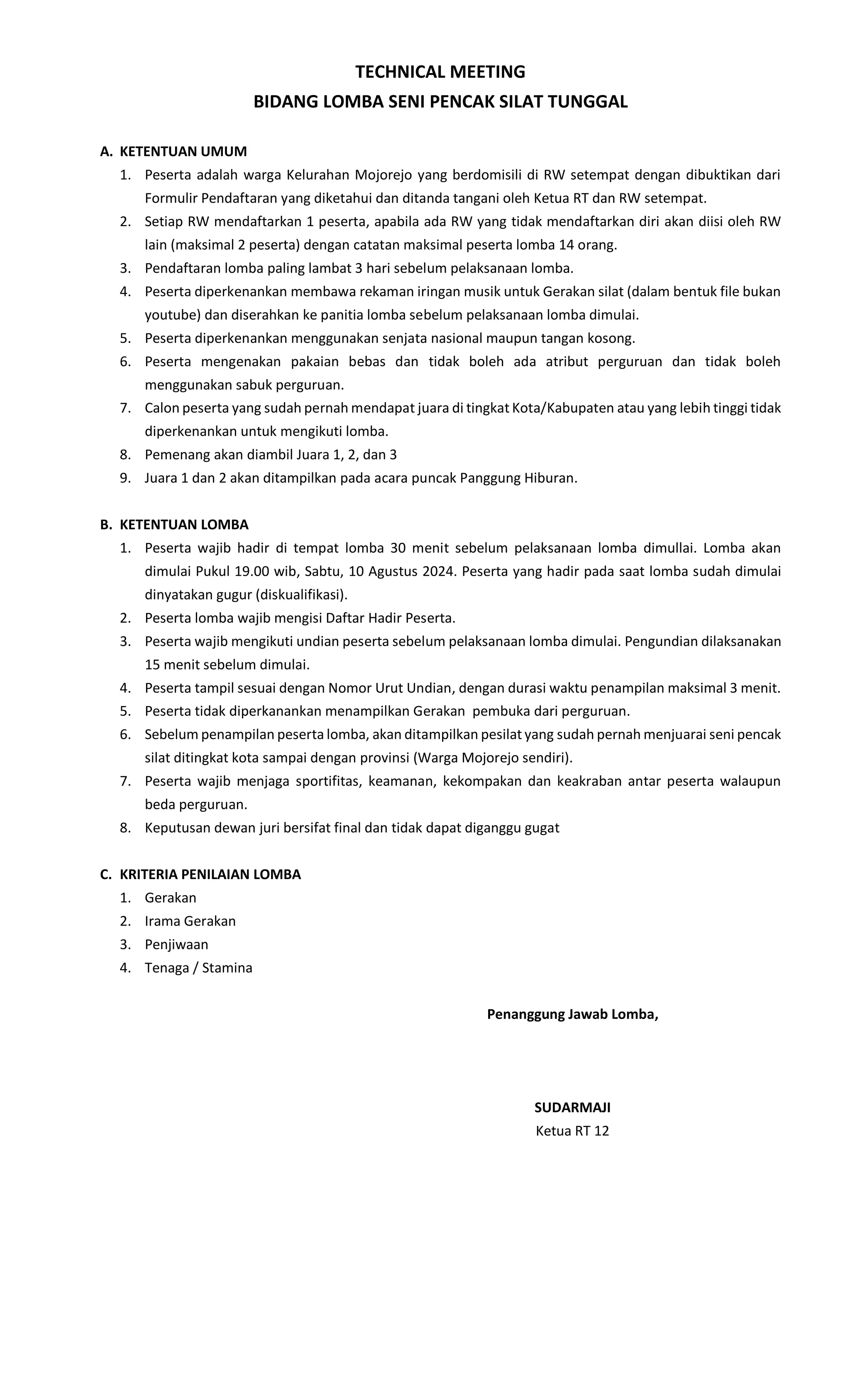 11. TECHNICAL MEETING LOMBA DALAM RANGKA HARI ULANG TAHUN KEMERDEKAAN RI KE 79 | PDF