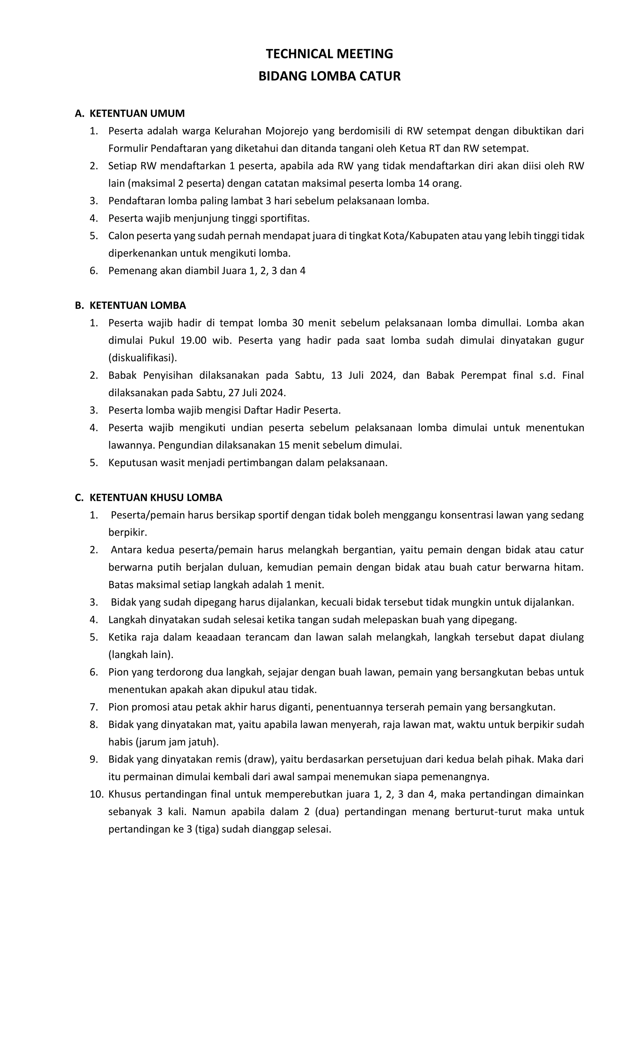 11. TECHNICAL MEETING LOMBA DALAM RANGKA HARI ULANG TAHUN KEMERDEKAAN RI KE 79 | PDF