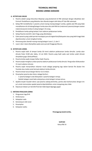 11. TECHNICAL MEETING LOMBA DALAM RANGKA HARI ULANG TAHUN KEMERDEKAAN ...