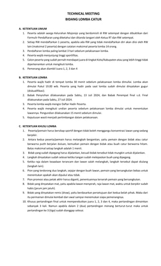 11. TECHNICAL MEETING LOMBA DALAM RANGKA HARI ULANG TAHUN KEMERDEKAAN ...