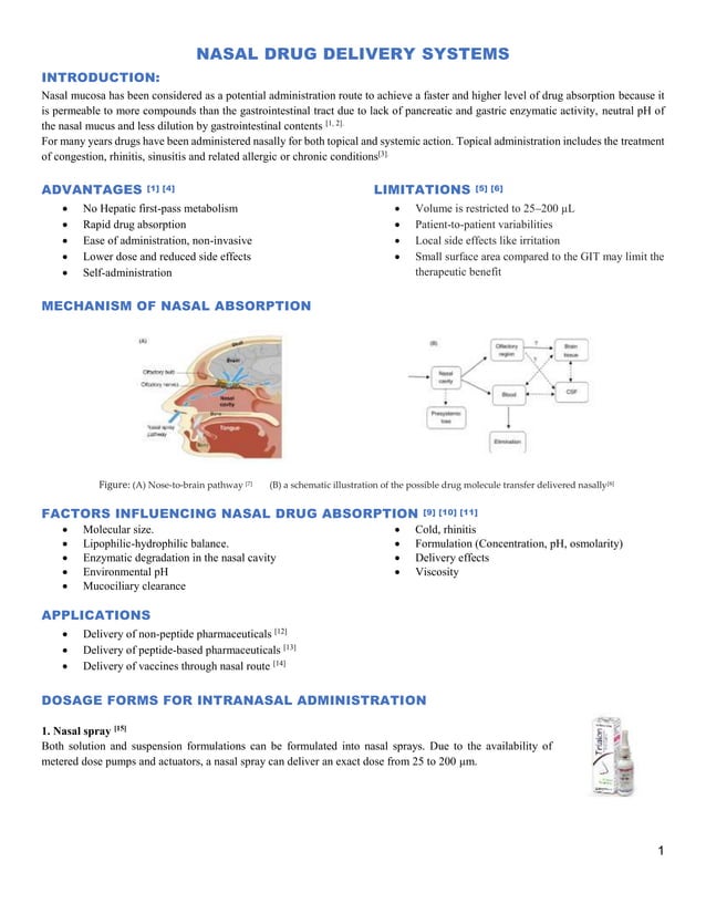 NASAL DRUG DELIVERY SYSTEMS- Advanced Pharmaceutical Technology | PDF