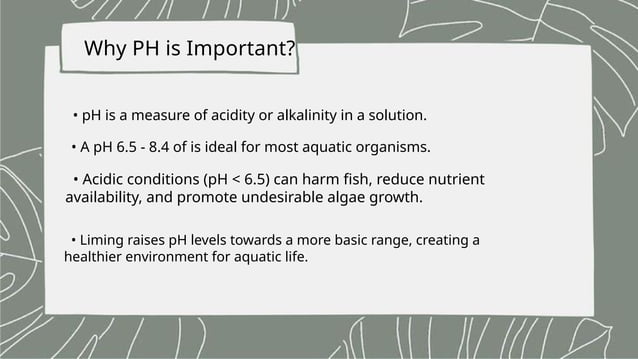 liming in aquaculture and its effect and applications.pptx | Chemistry ...
