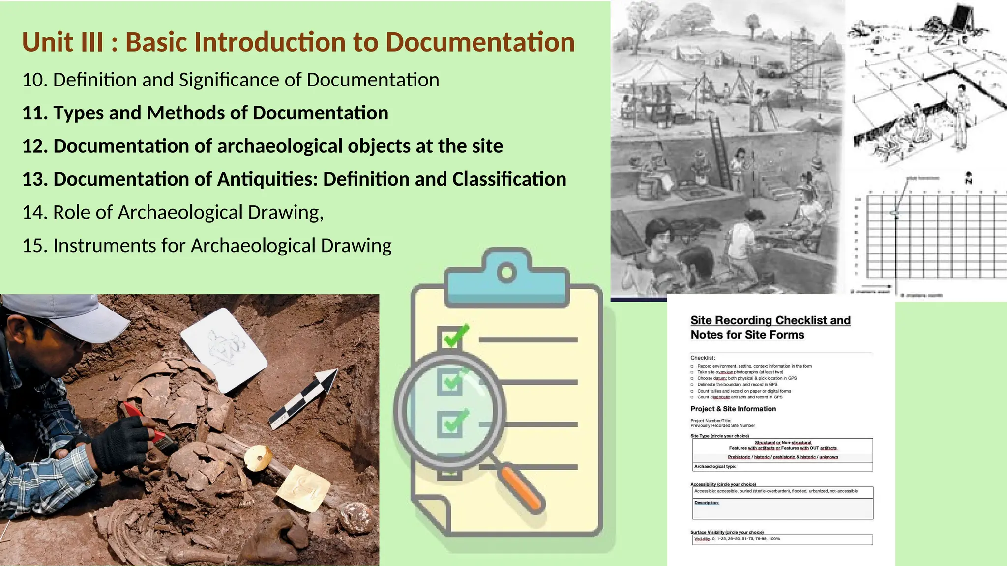 Types and Methods of Documentation (Archaeological Sites and ...