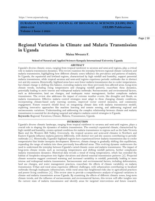 Regional Variations in Climate and Malaria Transmission in Uganda (www.kiu.ac.ug) | PDF