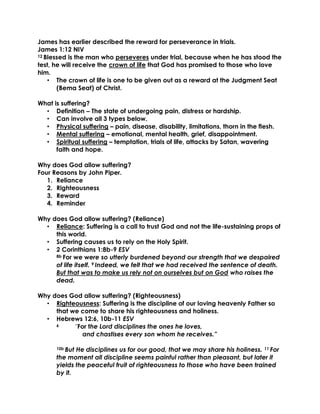 11-25-18, James 5;7-11, The Power of Patience, Spiritual Maturity in ...