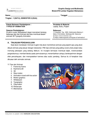 Tipe Animasi Type Animation Tipe Animasi Type Animation | PDF