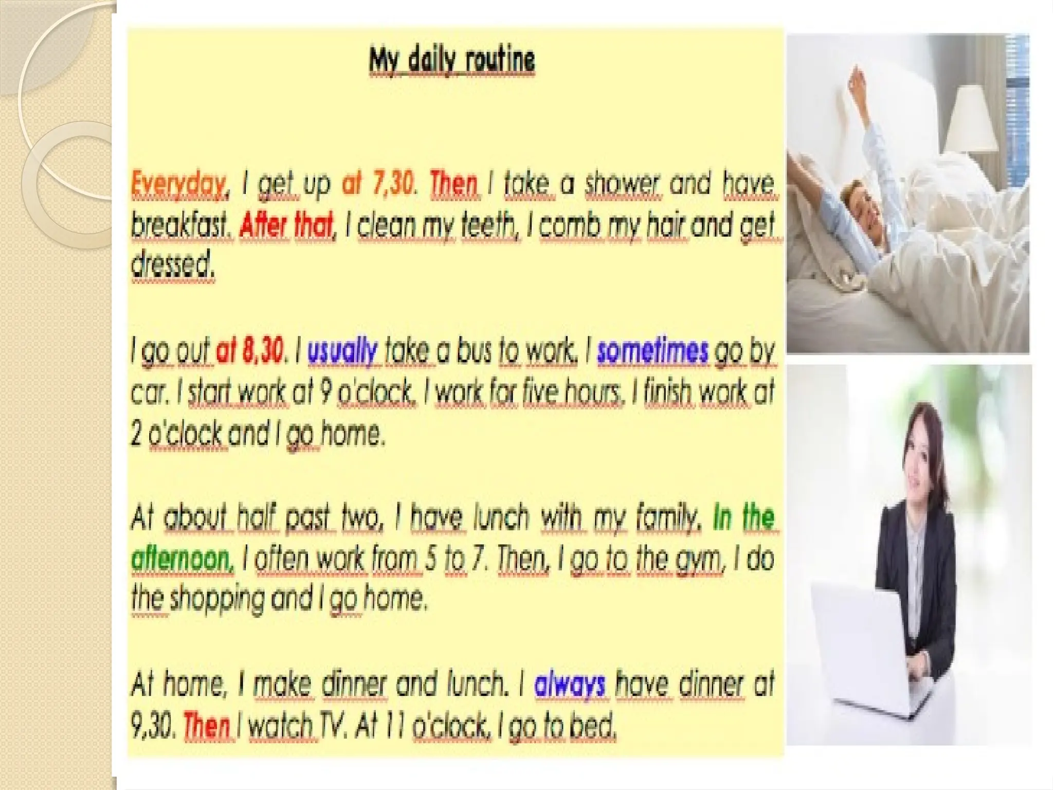 Daily Routine Power Point For Speaking Class | PPT