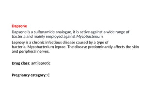 Drugs used in treatment of Leprosy (Antileprotic Drugs) | PPT