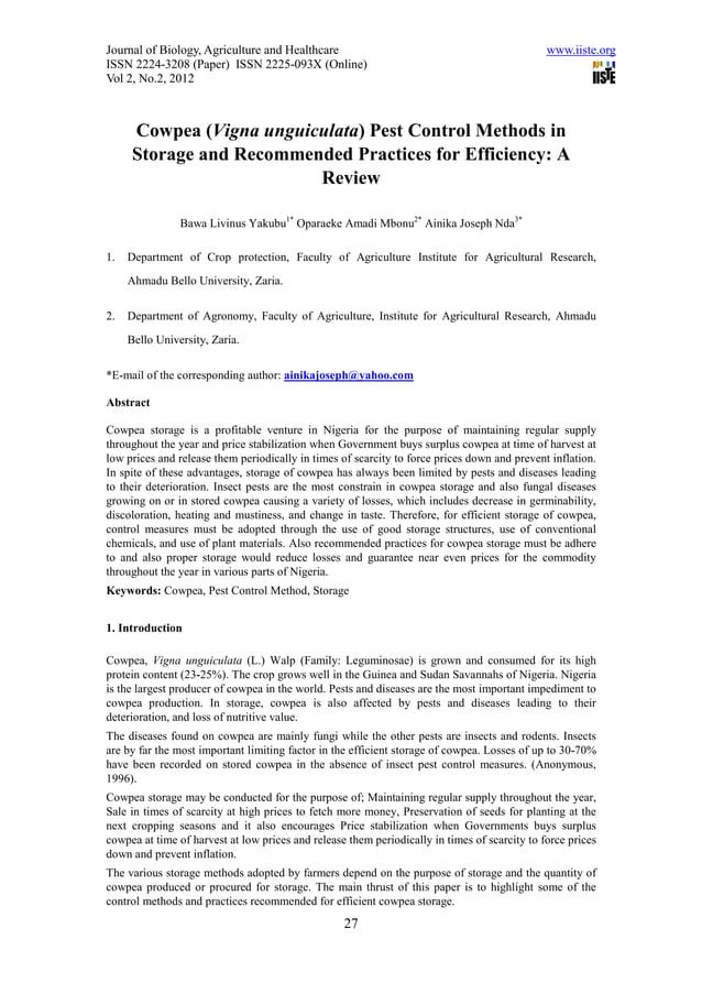 11.[27 33]cowpea (vigna unguiculata) pest control methods in storage ...