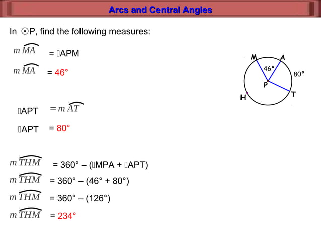 11 2 arcs and central angles lesson | PPT