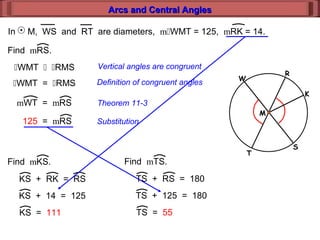 11 2 arcs and central angles lesson | PPT