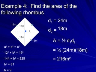 11.2 areas of trapezoids, rhombuses, and kites | PPT