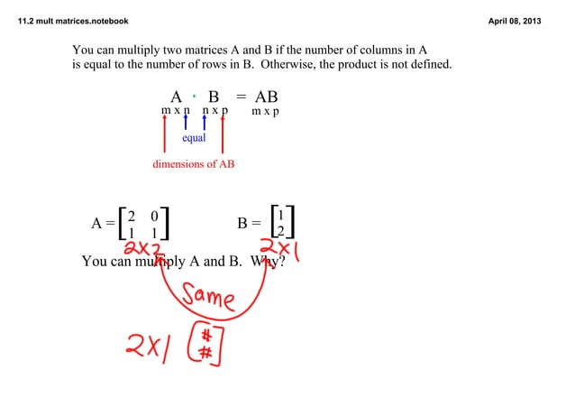 11.2 multiplying matrices | PPT