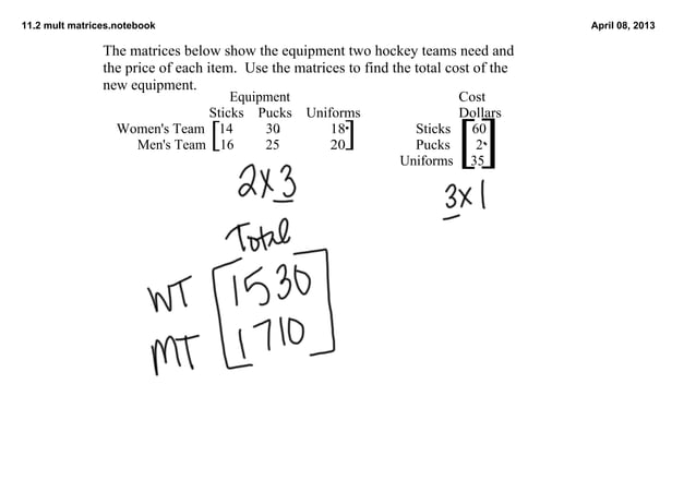 11 2 Multiplying Matrices Ppt
