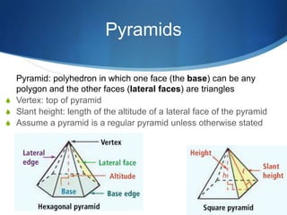 11.3 and11.5 Surface Area and Volume Pyramids | PPTX