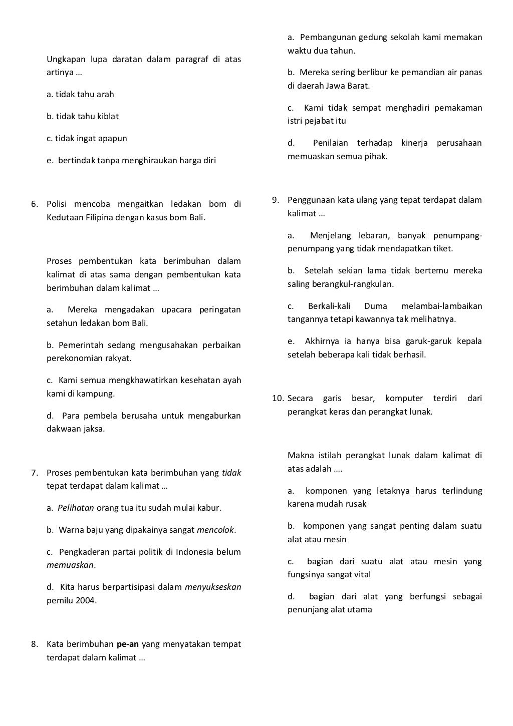 Soal Bahasa Indonesia Kelas 6 Mi Semester 1 Amp 2 Tahun2022 Riset