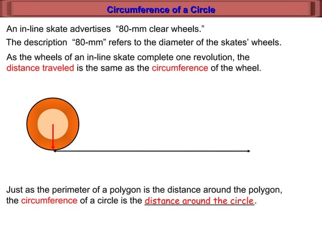 11 5 circumfrence and area of a circle lesson | PPT