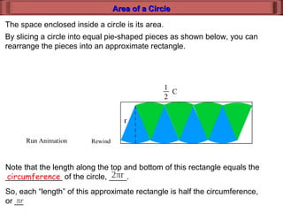 11 5 circumfrence and area of a circle lesson | PPT | Physics | Science