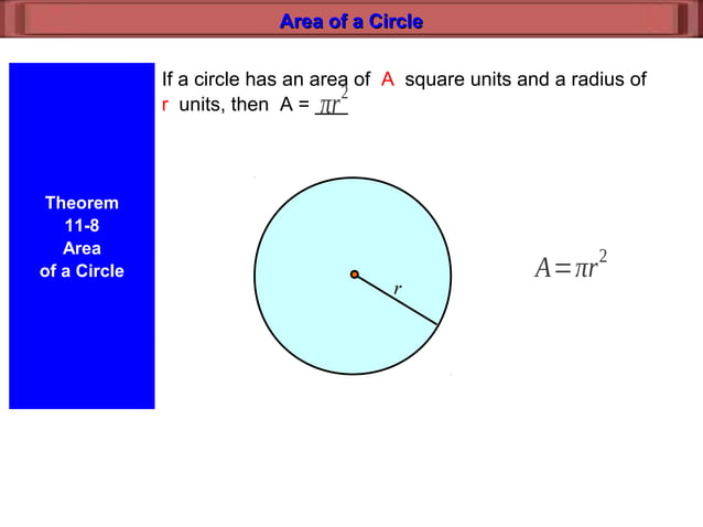11 5 circumfrence and area of a circle lesson | PPT