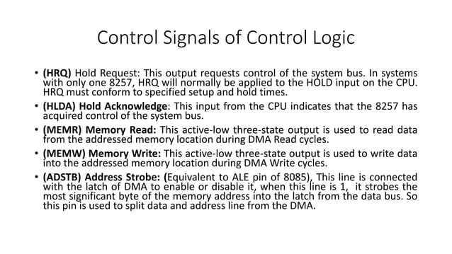 8257 DMA Controller | PPTX | Computer Peripherals | Computing