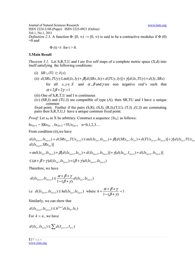 11a Common Fixed Point Theorem For Compatible Mapping Pdf