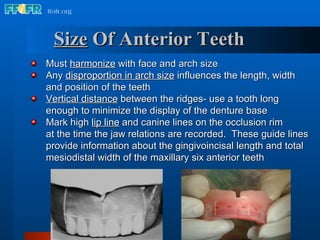11.anterior tooth selection | PPT | Dental Health | Diseases and Conditions