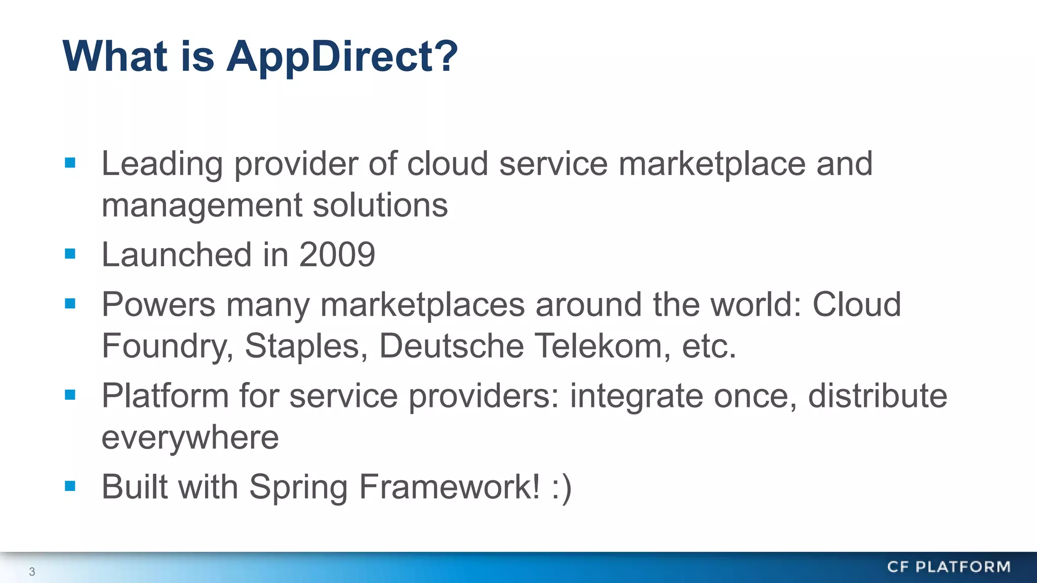 Cloud Foundry Marketplace Powered by AppDirect | PPTX
