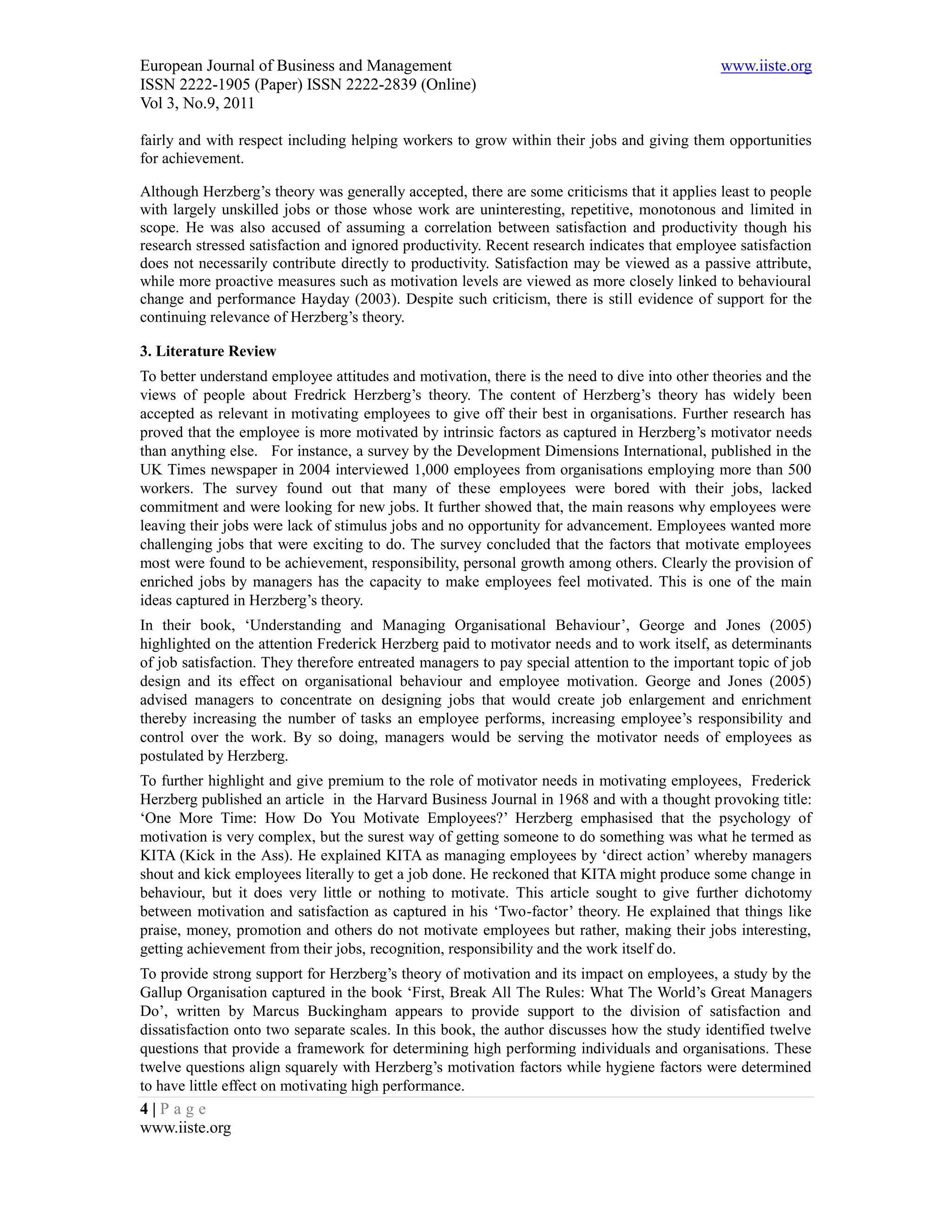 11.application of frederick herzberg’s two factor theory in assessing ...