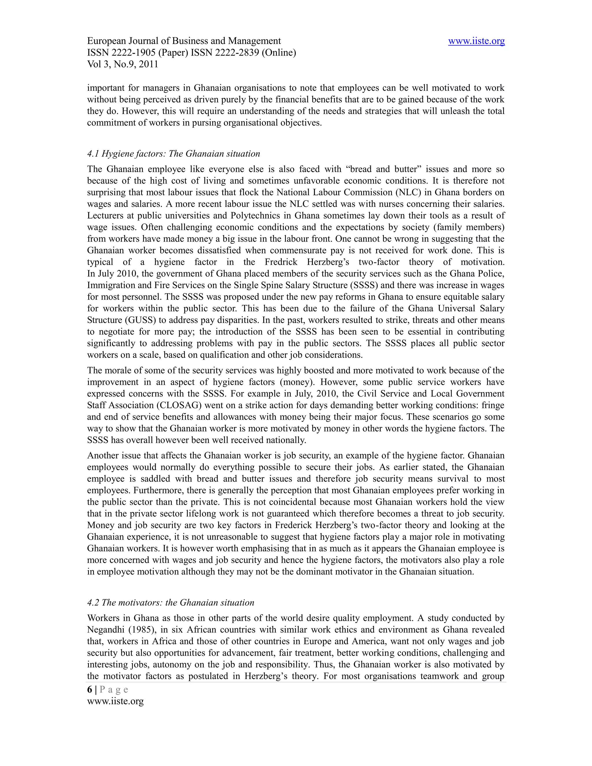 11.application of frederick herzberg’s two factor theory in assessing ...