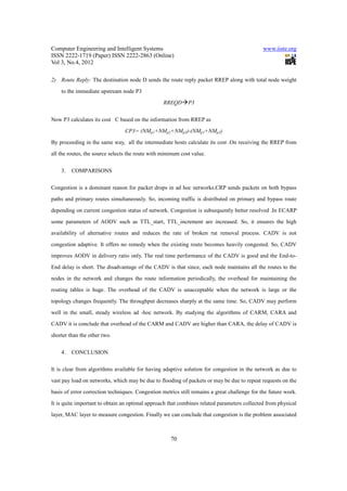 11.a study of congestion aware adaptive routing protocols in manet | PDF