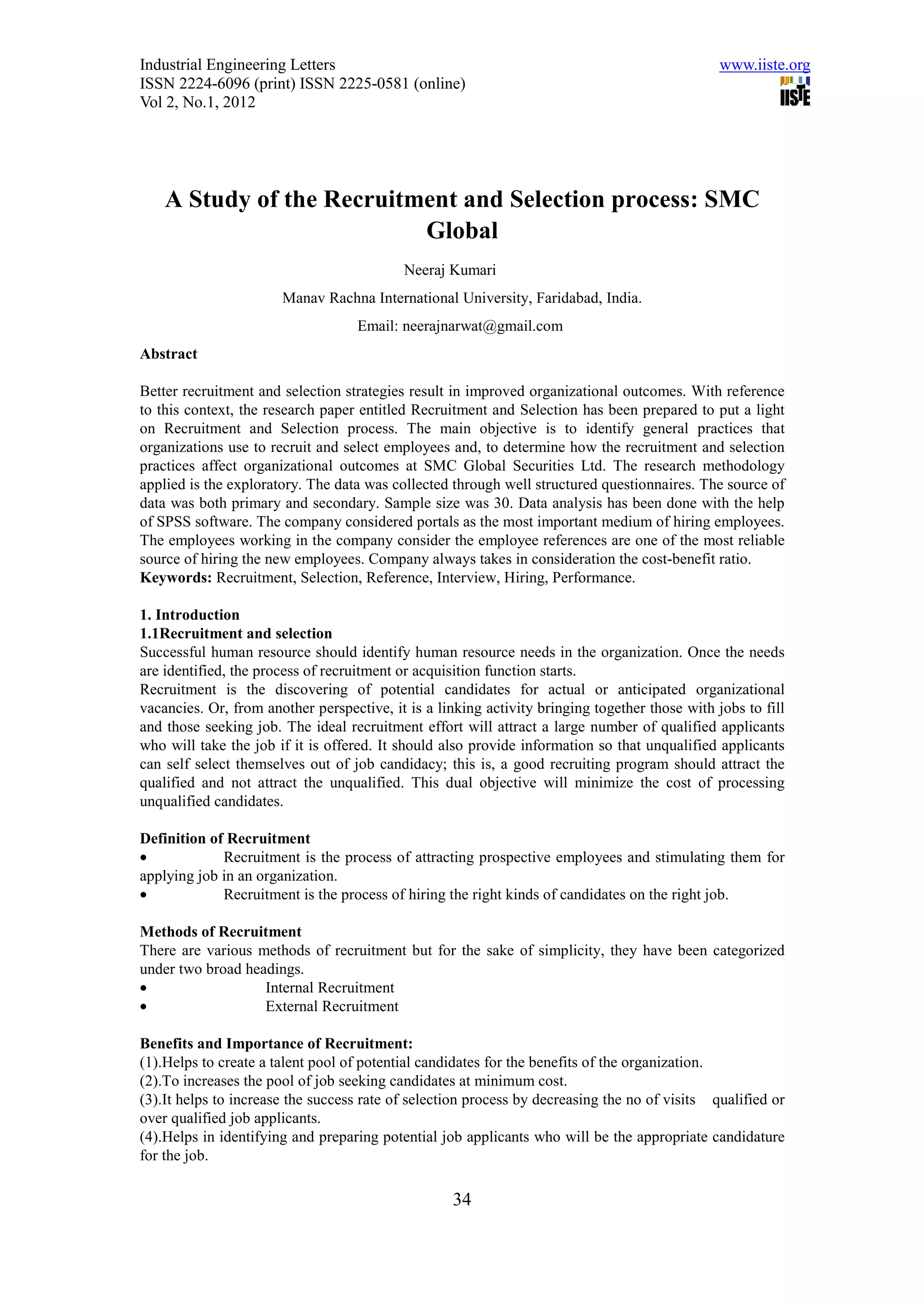 11.a study of the recruitment and selection process | PDF