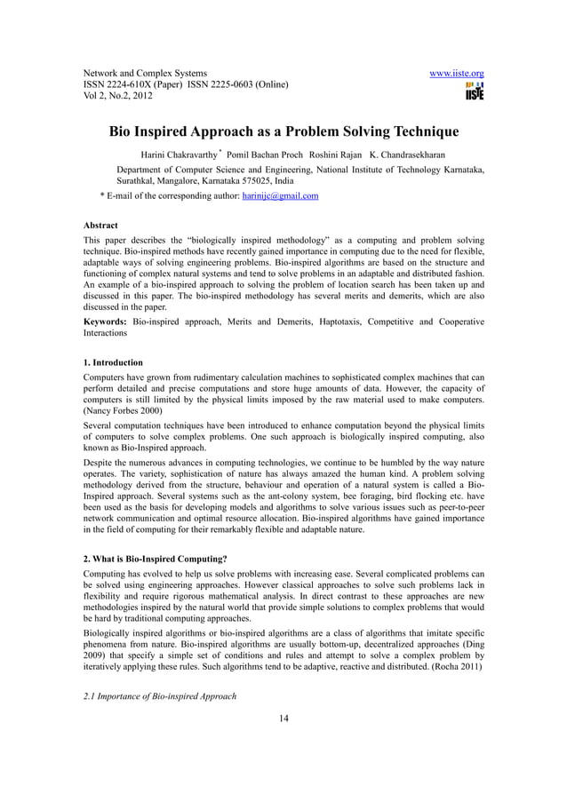 11.bio inspired approach as a problem solving technique | PDF