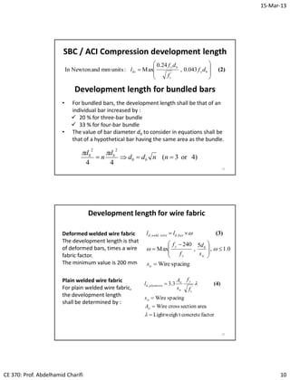 Lec10 Bond and Development Length (Reinforced Concrete Design I & Prof ...