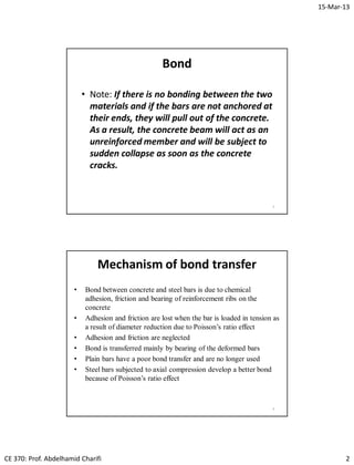 Lec10 Bond and Development Length (Reinforced Concrete Design I & Prof ...