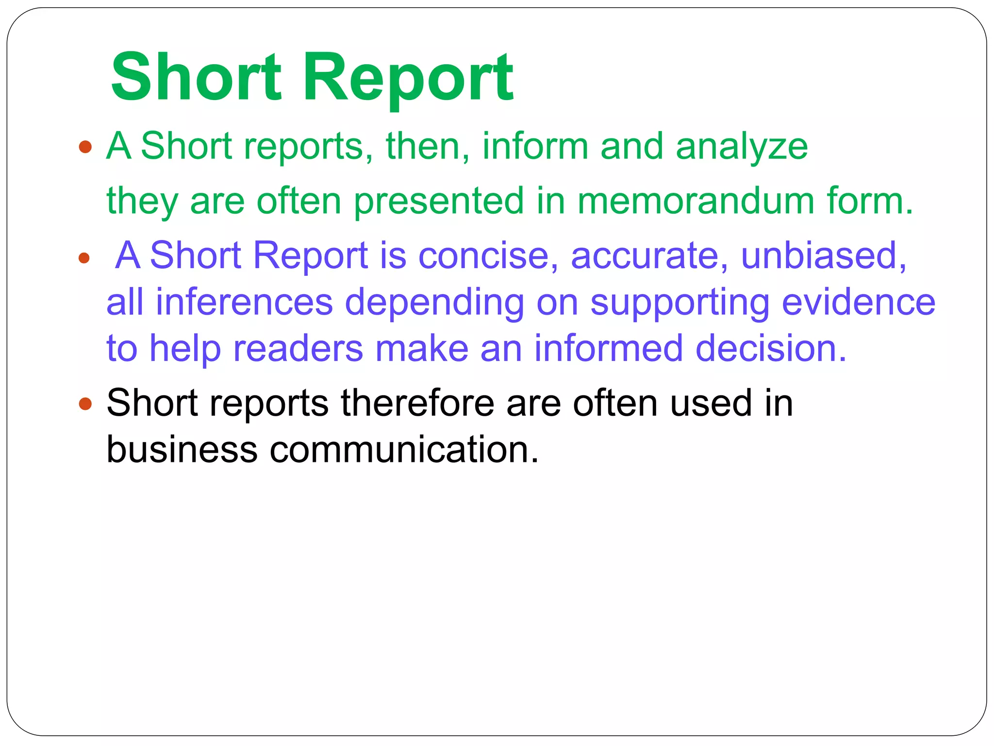 Short Report writing - Business communication slides | PPT
