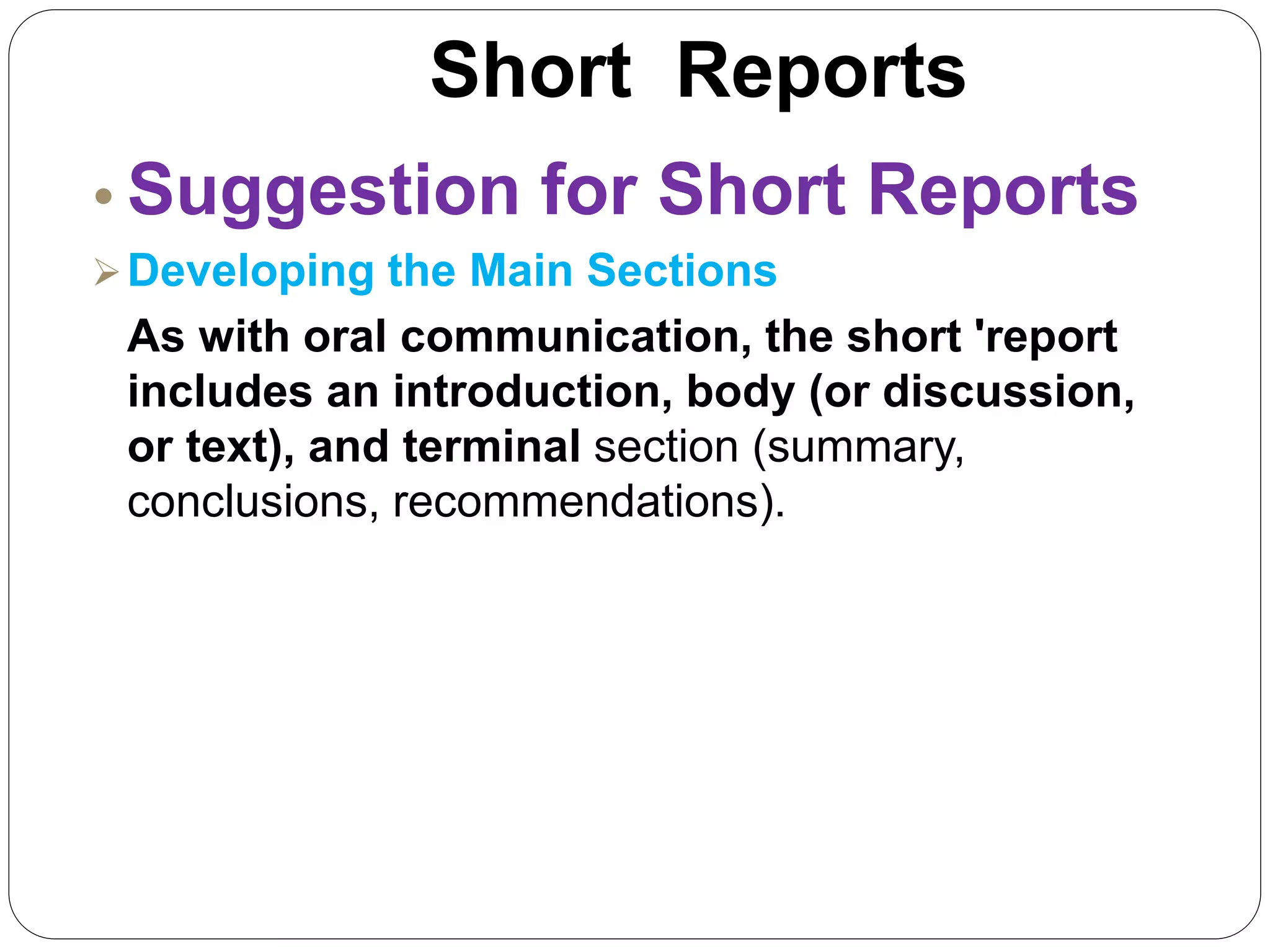 Short Report writing - Business communication slides | PPT
