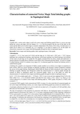 11.characterization of connected vertex magic total labeling graphs in topological ideals | PDF ...