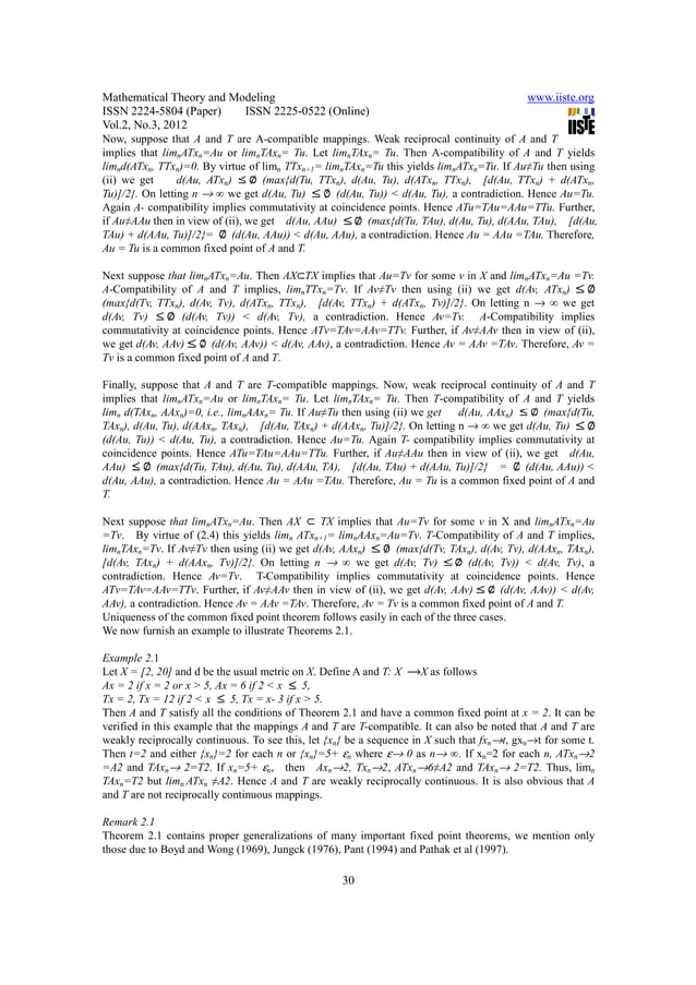 11.common fixed points of weakly reciprocally continuous maps using a gauge function | PDF