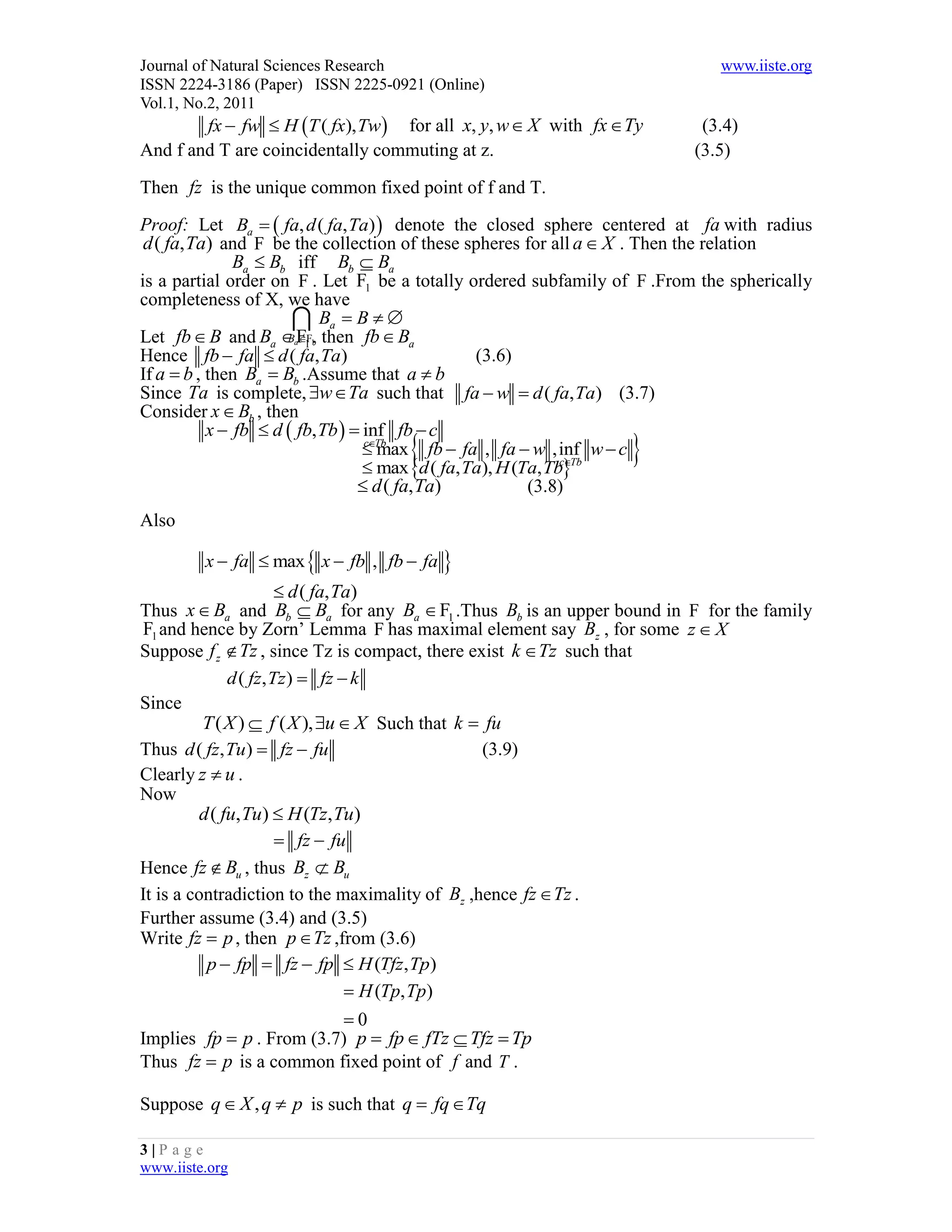 Mon Fixed Point Theorems In Non Archimedean Normed Space Pdf Science