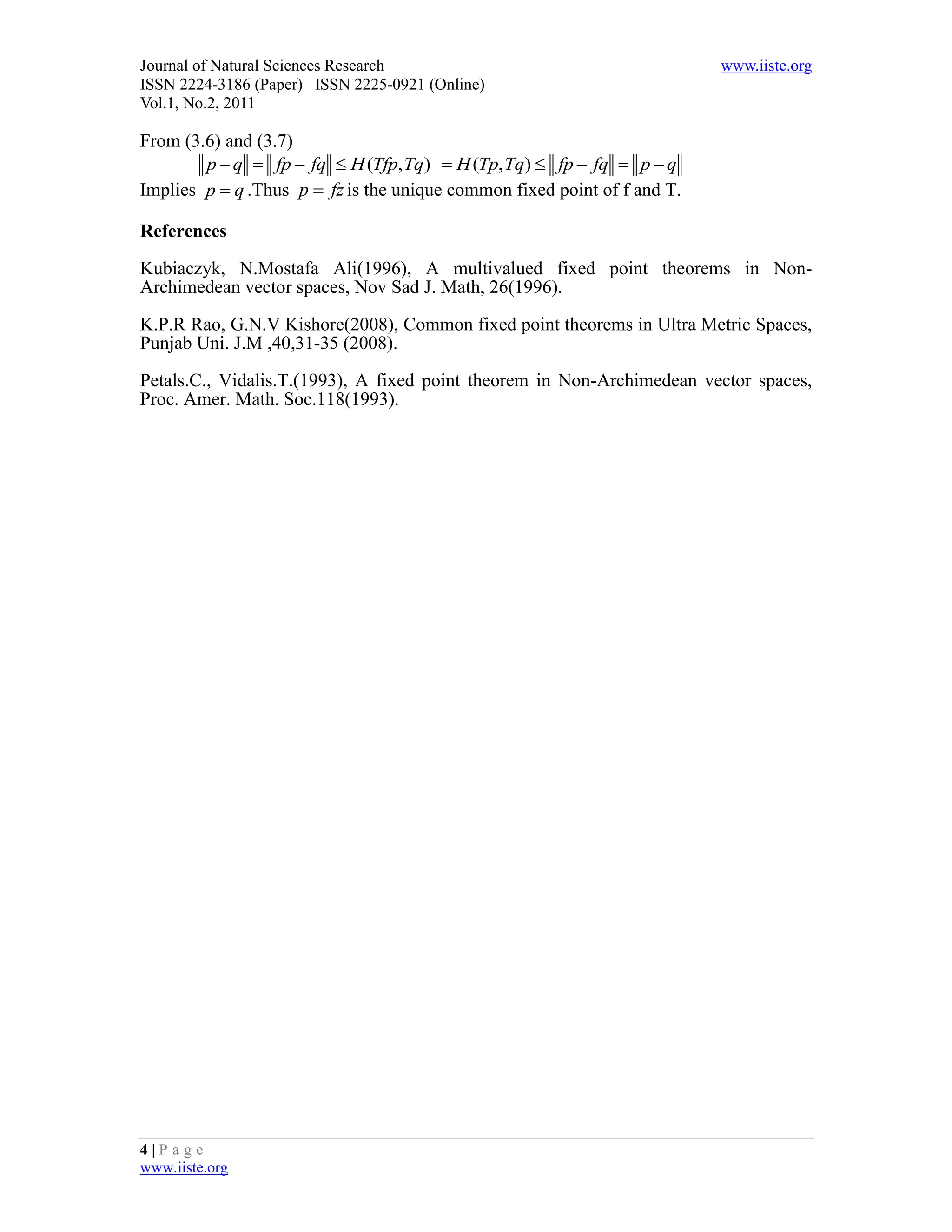Mon Fixed Point Theorems In Non Archimedean Normed Space Pdf