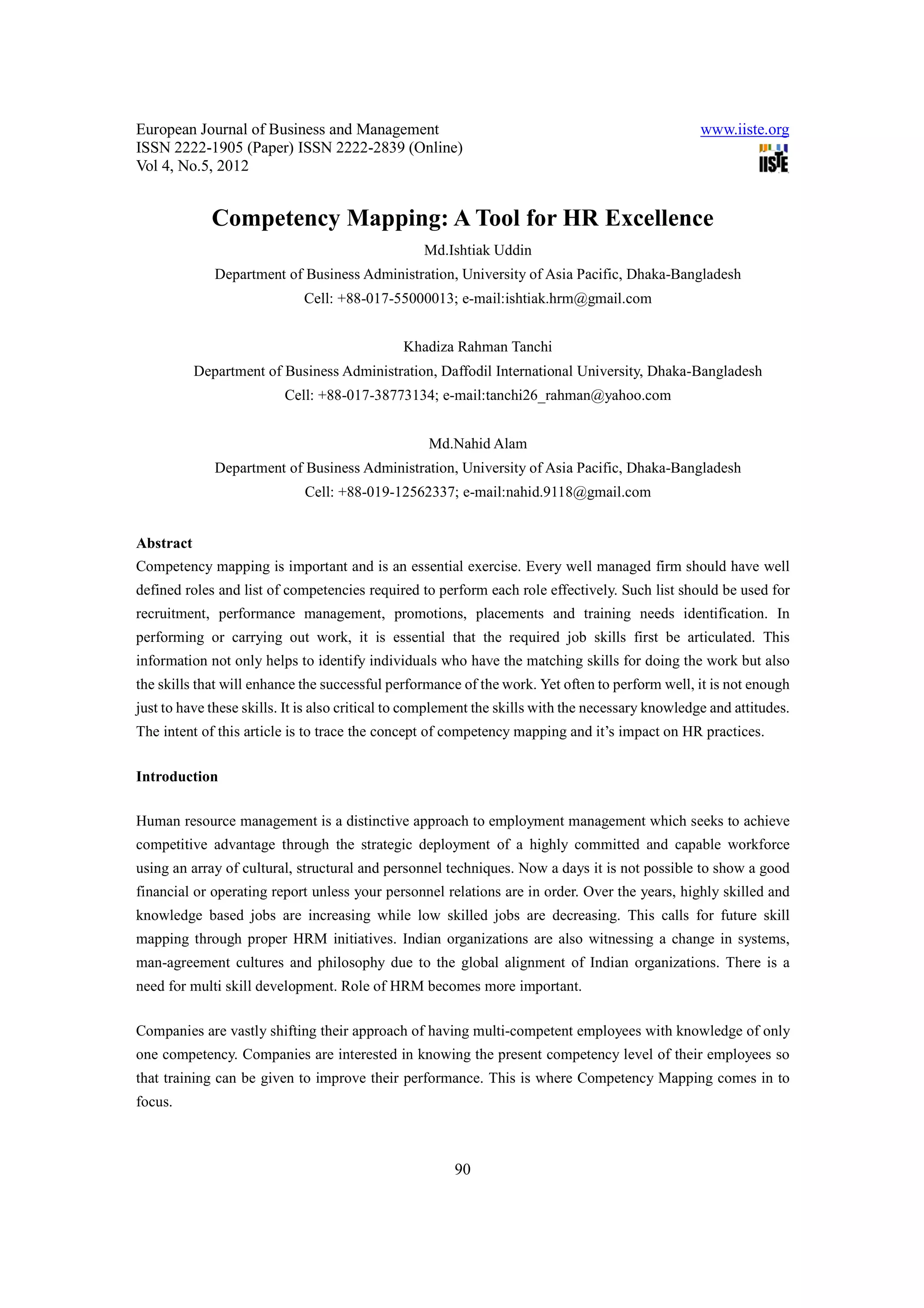 11.competency mapping a tool for hr excellence | PDF