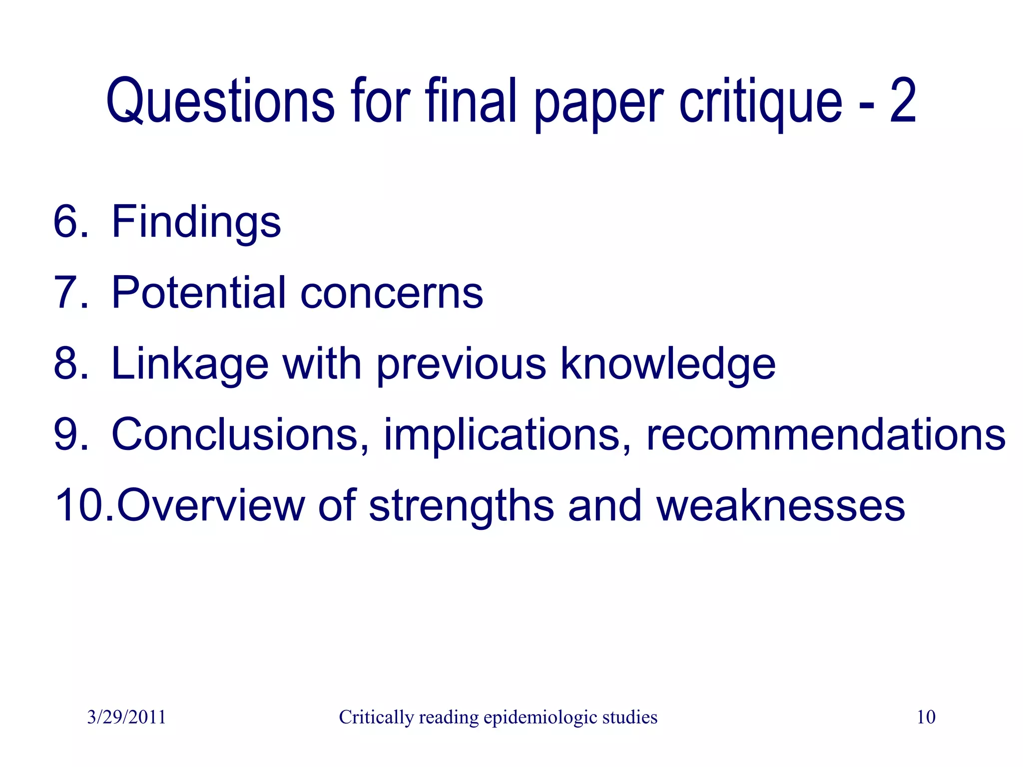 11 critically readingepidstudies | PPTX