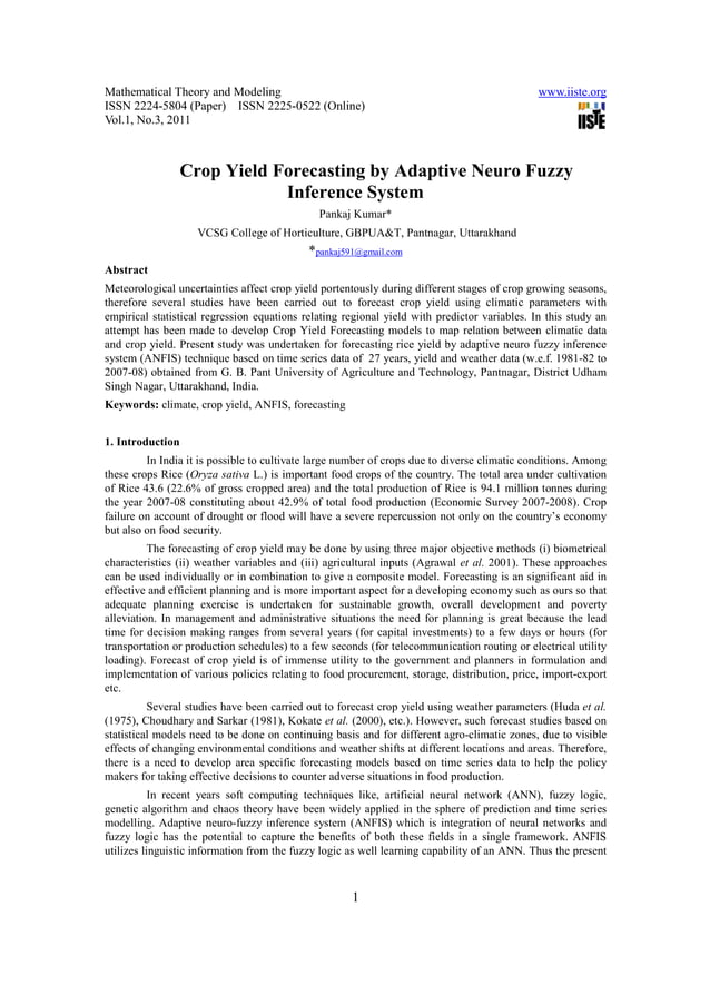 11.crop yield forecasting by adaptive neuro fuzzy inference system | PDF