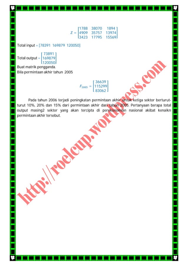 Dampak Matrik Pengganda [I-A] dan Efek Perubahan Eksogen Terhadap Tabel Input-Output | PDF